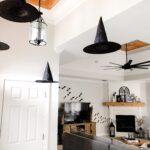 DIY Floating Witch Hats with Lights for Halloween - White Oak Shop